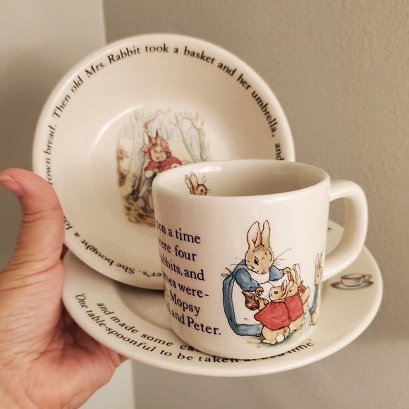 Wedgwood | Dining | Peter Rabbit Pottery 3 Pc Set Wedgwood Perf ...